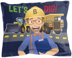 jay franco blippi let's dig 1 single sham - kids super soft bedding pillow cover (official blippi product)