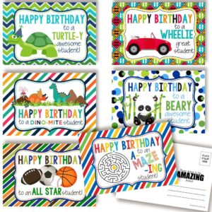 cute & funny puns themed happy birthday from teacher to student blank postcards, 4"x6" fill in notecards (6 different designs) by amandacreation (30)