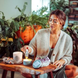 Auric Moon | Desert Sage + Lavender Scented Luxury Soy Coconut Candle for Women | Slow 70+ Hour Burn | Wood Crackling Wicks | Hand-Poured in California