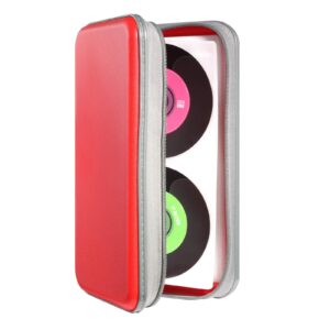 uentip 96 capacity cd case,portable dvd hard plastic case holder cd organizer wallet protective dvd storage (96, red)