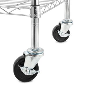 Home Storage Space HSS 5 Tier Wire Shelving Tower with Casters, 16 inch x16 inch x53.7 inch H, Chrome