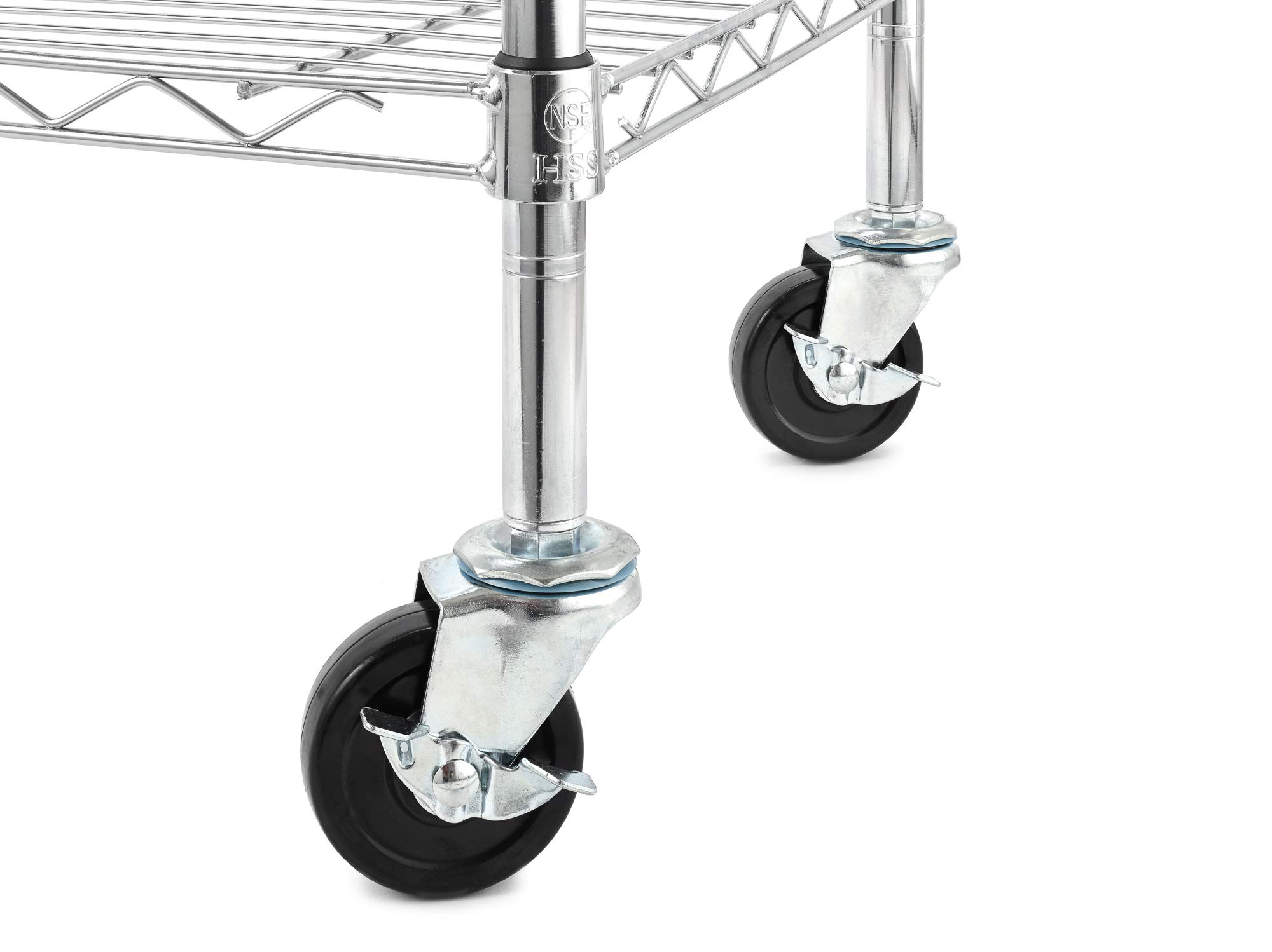 Home Storage Space HSS 5 Tier Wire Shelving Tower with Casters, 16 inch x16 inch x53.7 inch H, Chrome