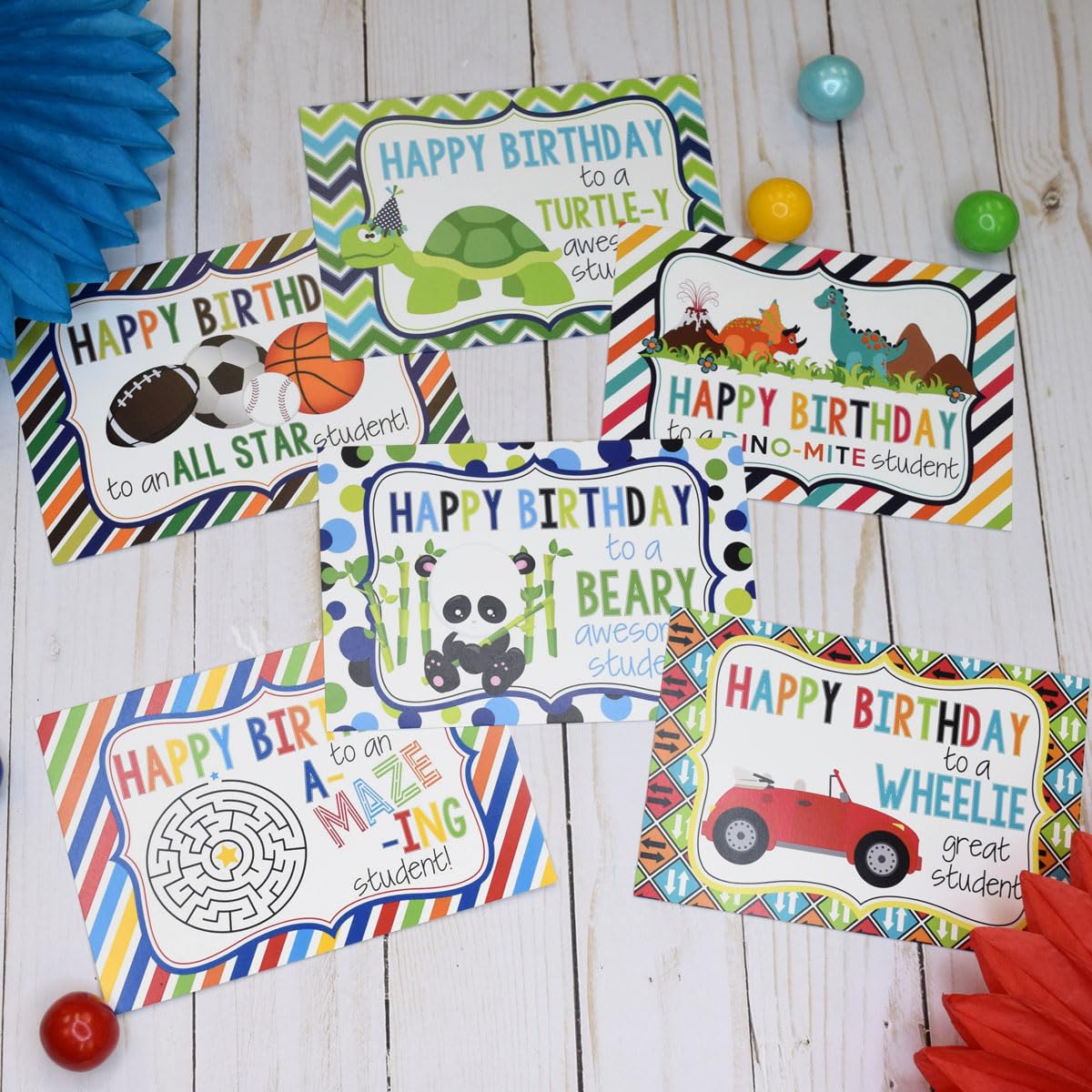 Cute & Funny Puns Themed Happy Birthday From Teacher To Student Blank Postcards, 4"x6" Fill In Notecards (6 different designs) by AmandaCreation (30)