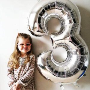 40 Inch Large Silver Number 0 Balloon Extra Big Size Jumbo Digit Mylar Foil Helium Balloons for Birthday Party Celebration Decorations Graduations Wedding Anniversary Baby Shower Supplies Engagement