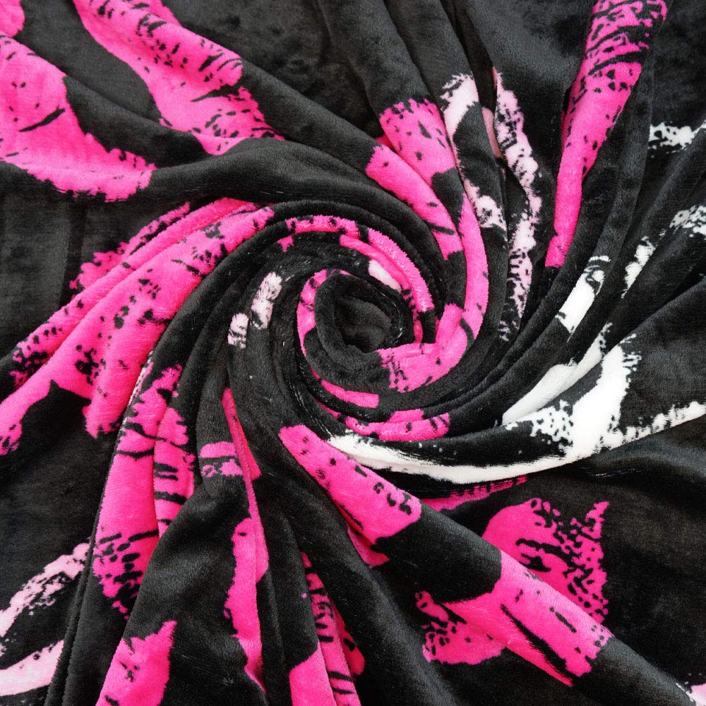 Infinity Republic - Kiss Kiss Black & Pink Soft Fleece Throw Blanket for Valentines Day Gifts- 50x60 Perfect for Living Rooms, Bedrooms, Kids' Rooms, Outdoors