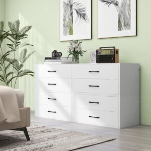 Giantex Dressers Stackable 2 Drawer Horizontal Organizer W/Handles Dresser Tower for Bedroom, Living Room, Office Supplies,Closet 2-Drawer Storage Cube (1, White)