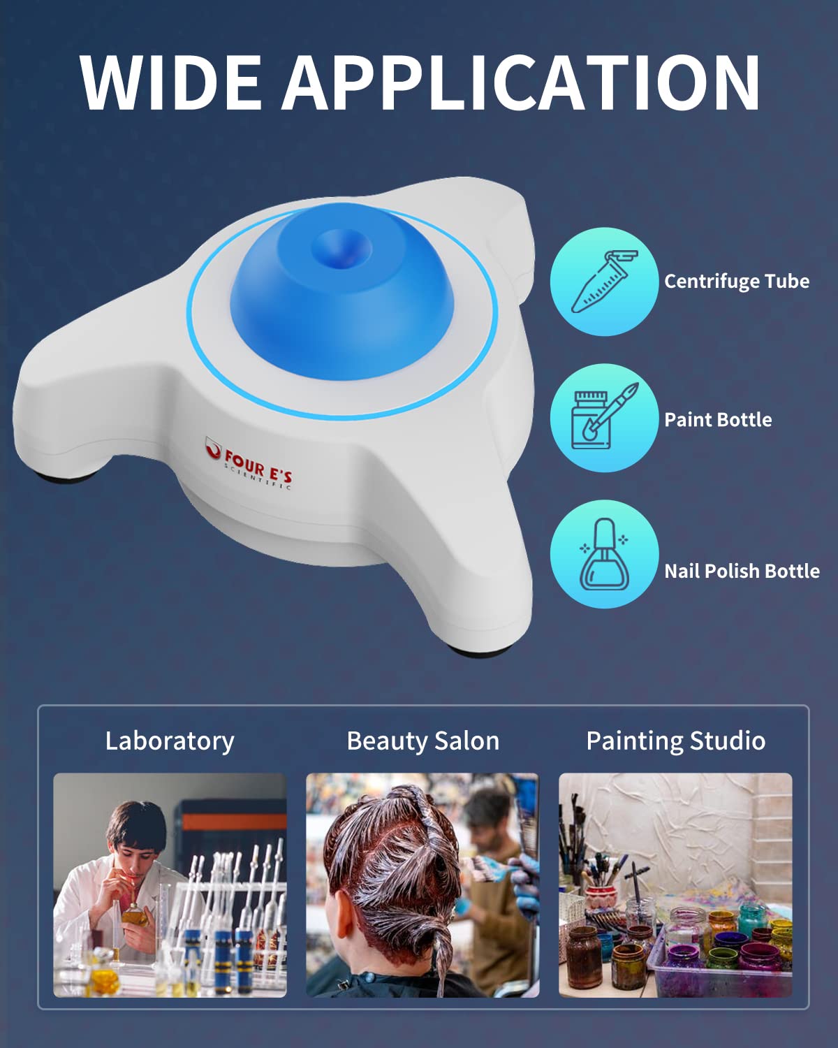 Mini Vortex Mixer with Extra Interchangeable Silicone Cap, Lab Vortex Shaker with Touch Function, 5600rpm, 6mm Orbital Diameter, for Acylic Paints, Nail Polish, Test Tubes, Blue