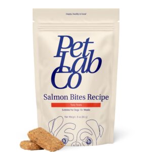 petlab co. salmon bites for dogs – premium salmon dog treats with beneficial fatty acids, vitamins & minerals - carefully selected ingredients – delicious reward