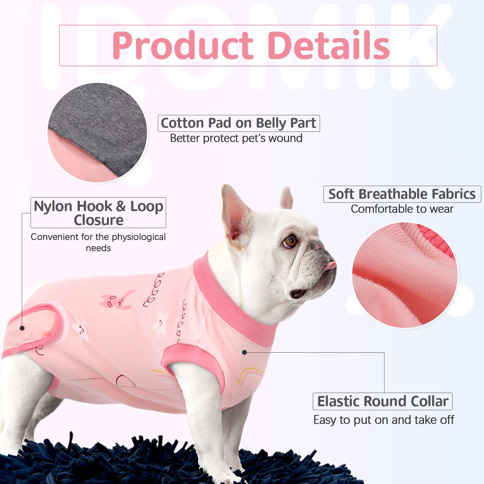 IDOMIK Dog Recovery Suit After Surgery,Breathable Dog Surgery Recovery Suit for Female Male Dogs Cats,Dog Surgical Onesie for Spay Neuter Surgery,E-Collar Cone Alternative Anti-Licking Abdominal Wound