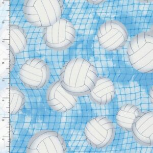 Timeless Treasures Volleyballs & Nets Blue Premium Quality 100% Cotton Fabric by The Yard.