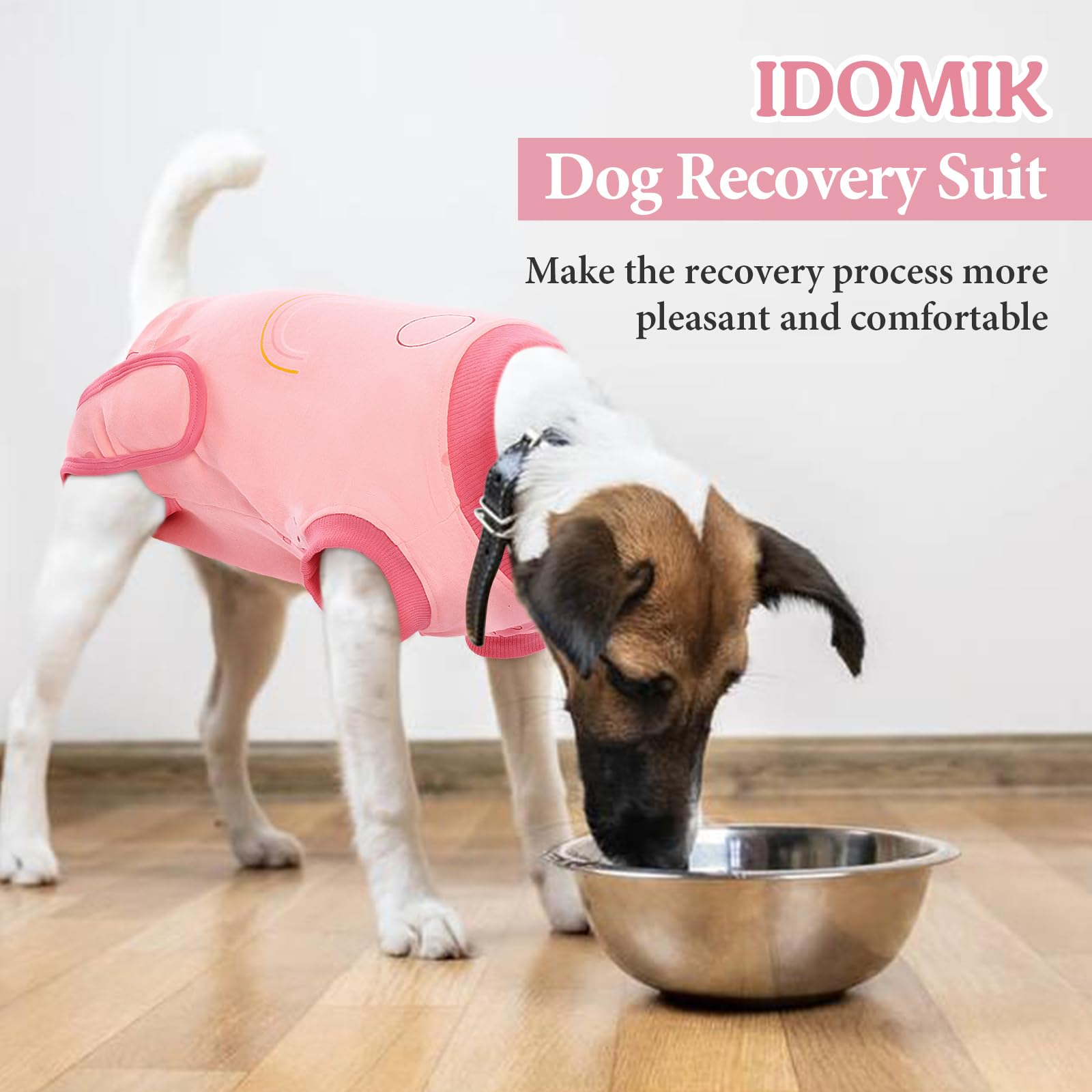 IDOMIK Dog Recovery Suit After Surgery,Breathable Dog Surgery Recovery Suit for Female Male Dogs Cats,Dog Surgical Onesie for Spay Neuter Surgery,E-Collar Cone Alternative Anti-Licking Abdominal Wound