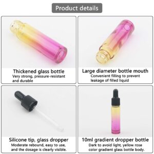 Ellbest 14pcs 10ml Essential Oil Dropper Glass Bottle Colorful dropper Glass Bottles with Eye Dropper, Reusable Bottle, perfect for Travel, Carrying Outside (Yellow Gradient)