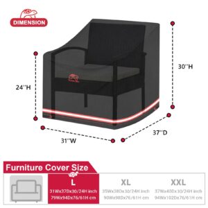 Turtle Life Patio Chair Cover, Heavy Duty Durable Waterproof Outdoor Lawn Armchair Deep Single Sofa Cover, Anti-Fading Cover for Chair, Black, 31" Wx 37" D x 30" H