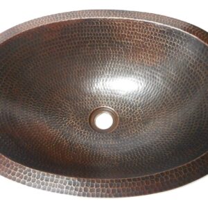 SimplyCopper 19" Oval Brushed Sedona Copper Bathroom Sink Under Mount or Drop In