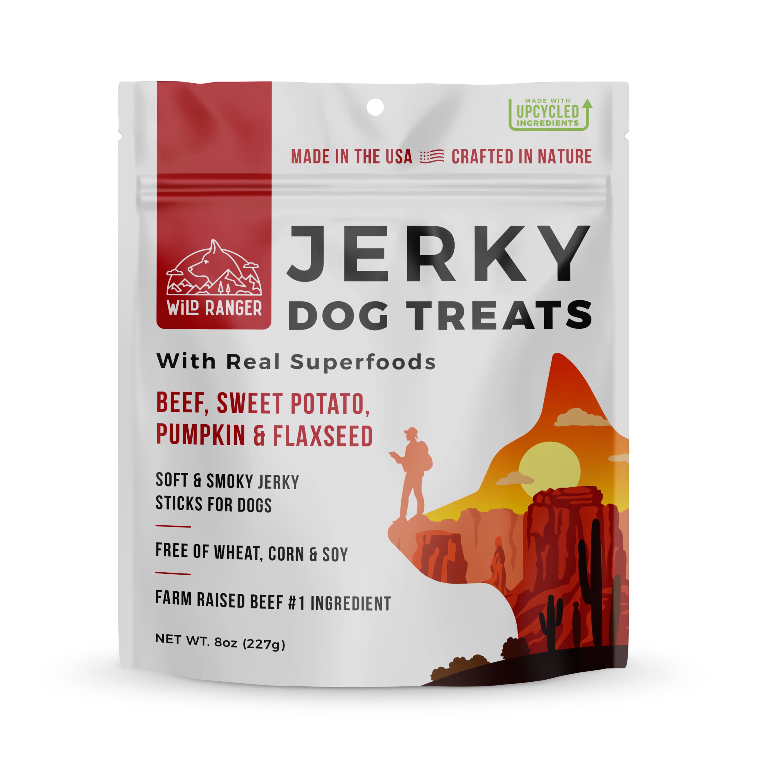 WILD NATURE Beef Jerky Dog Treats | Healthy, All-Natural Jerky Sticks Made in The USA Only | High Protein, Soft Chew Dog Jerky Treats | Grain Free Superfoods | Perfect Training Treats | 3 Pack