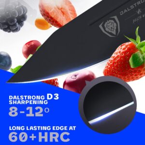 Dalstrong Paring Knife - 4 inch - Delta Wolf Series Knife - Ultra-Thin & Zero Friction Blade - HC 9CR18MOV Steel - Black Titanium Nitride Coating - G10 Camo Handle Kitchen Chef Knife - Leather Sheath