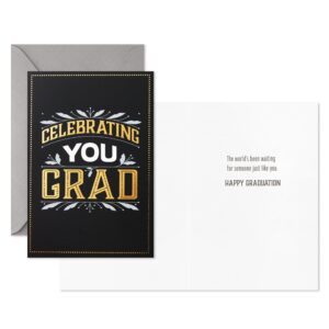 Hallmark Graduation Cards Assortment, Black and Gold, Congratulations Grad (12 Cards and Envelopes, 4 Designs)