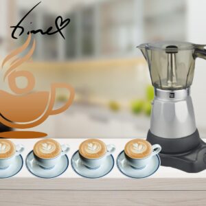 Bene Casa Espresso Coffe Maker, 6 Cup,Electric Maker Portable Cafetera Electrica| Trasparent Carefa, De 6 Tasas, Para Cafe' Espresso,Baso Trasparente.