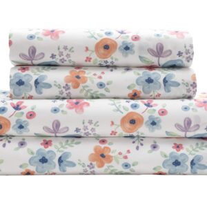 MALLARY BY MATTHEW Kids Super Soft-Soft 100% Microfiber Print Sheet, Watercolor Floral Print, Twin