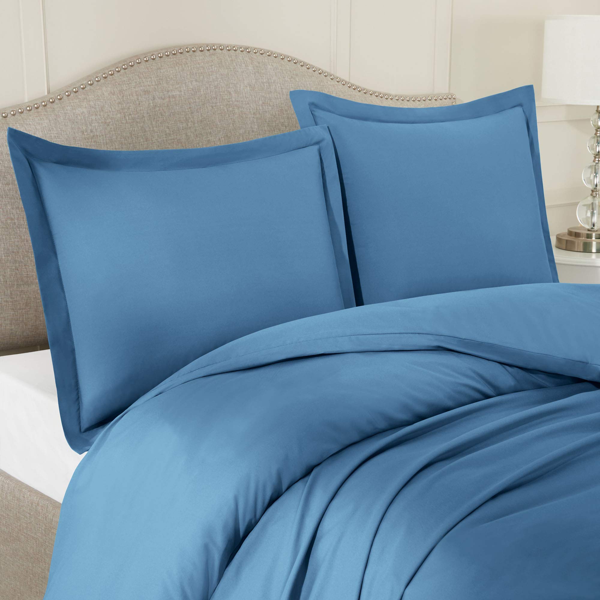 Denn Bedding 3 Pcs Duvet Cover Set Queen/Full-Blue Heaven Premium 600 Thread Counts, Zipper Closure & Corner Ties Ultra Soft and Breathable 100% Cotton Duvet Cover (3 Pcs | Blue Heaven)