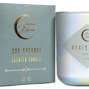 Auric Moon | Desert Sage + Lavender Scented Luxury Soy Coconut Candle for Women | Slow 70+ Hour Burn | Wood Crackling Wicks | Hand-Poured in California