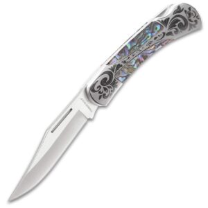 timber wolf gentleman’s pocket knife - lock back, stainless steel blade (abalone)