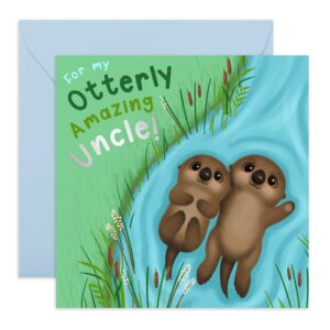 central 23 uncle birthday card - cute greeting cards for uncle - 'otterly amazing uncle' - sweet birthday card for uncle - from niece or nephew - for men - fathers day - comes with fun stickers