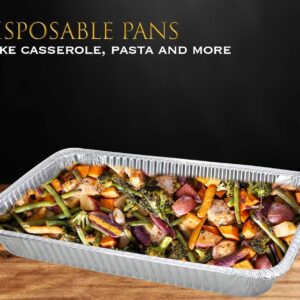 EHOMEA2Z Large Aluminum Pans With Lids Disposable Full Heavy Duty Roasting, Broiling, Baking, Catering Pans 21x13x3 (15, Full-Size w/Lids)