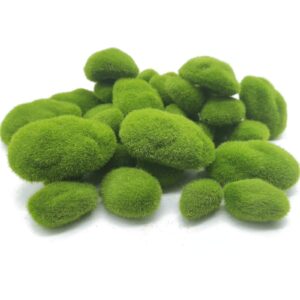 TIHOOD 40PCS Artificial Moss Rocks (4 Sizes), Green Moss Decor for Floral Arrangements, Fairy Gardens and Crafting