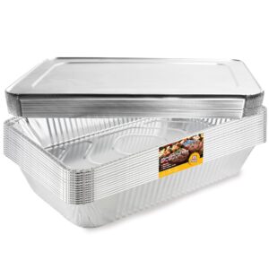 ehomea2z large aluminum pans with lids disposable full heavy duty roasting, broiling, baking, catering pans 21x13x3 (15, full-size w/lids)