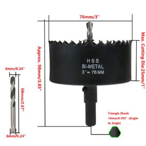 Rannb Hole Saw 3-inch Dia Hole Cutting Drill Bit for Drilling Holes in Wood, Plastic, Drywall, Thin Metal