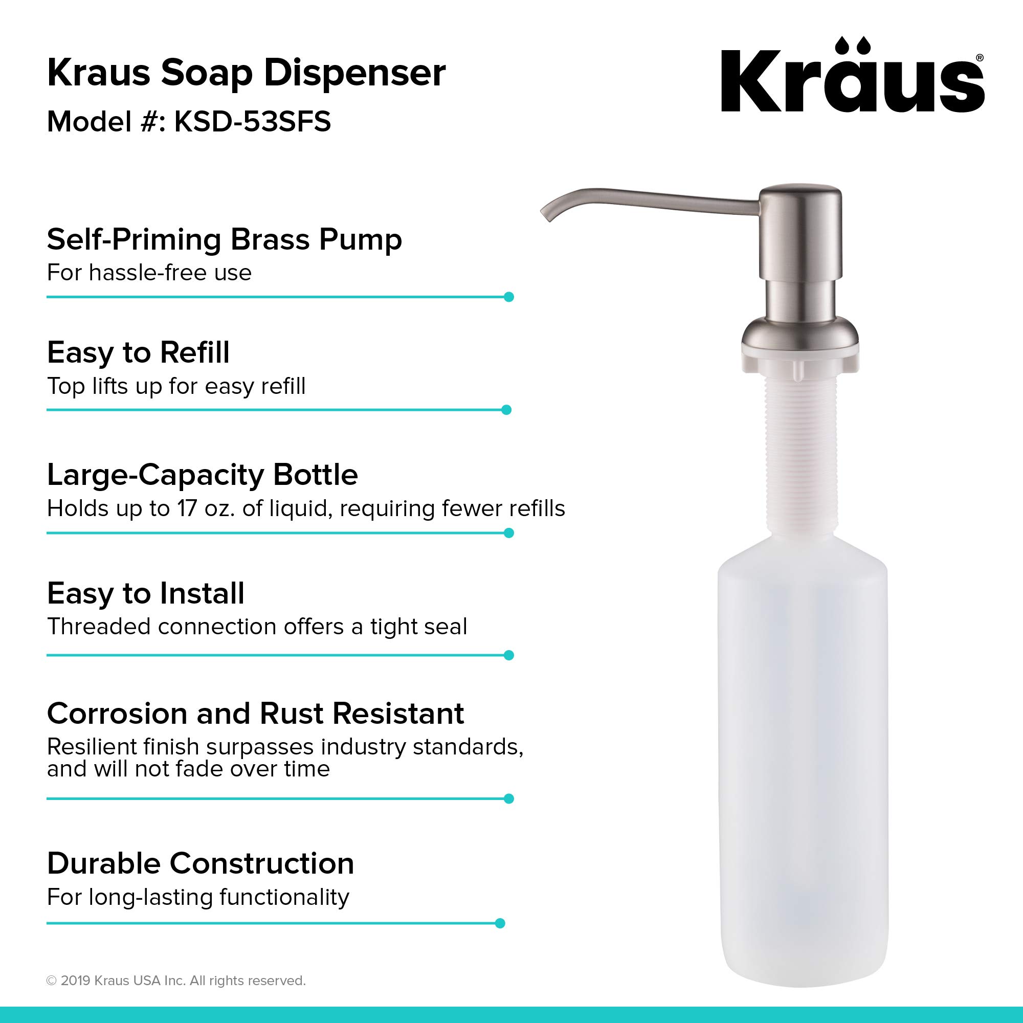 KRAUS Boden Kitchen Soap and Lotion Dispenser in Spot Free Stainless Steel, KSD-53SFS