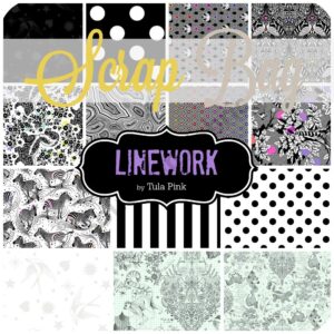 linework scrap bag (approx 2 yards) by tula pink for free spirit diy quilt fabric