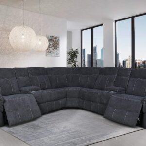 Elountik Modern Sectional Sofa Manual Lift Sofa Reclining Sofa Couch Large Sofa Set (Fabric Gray)