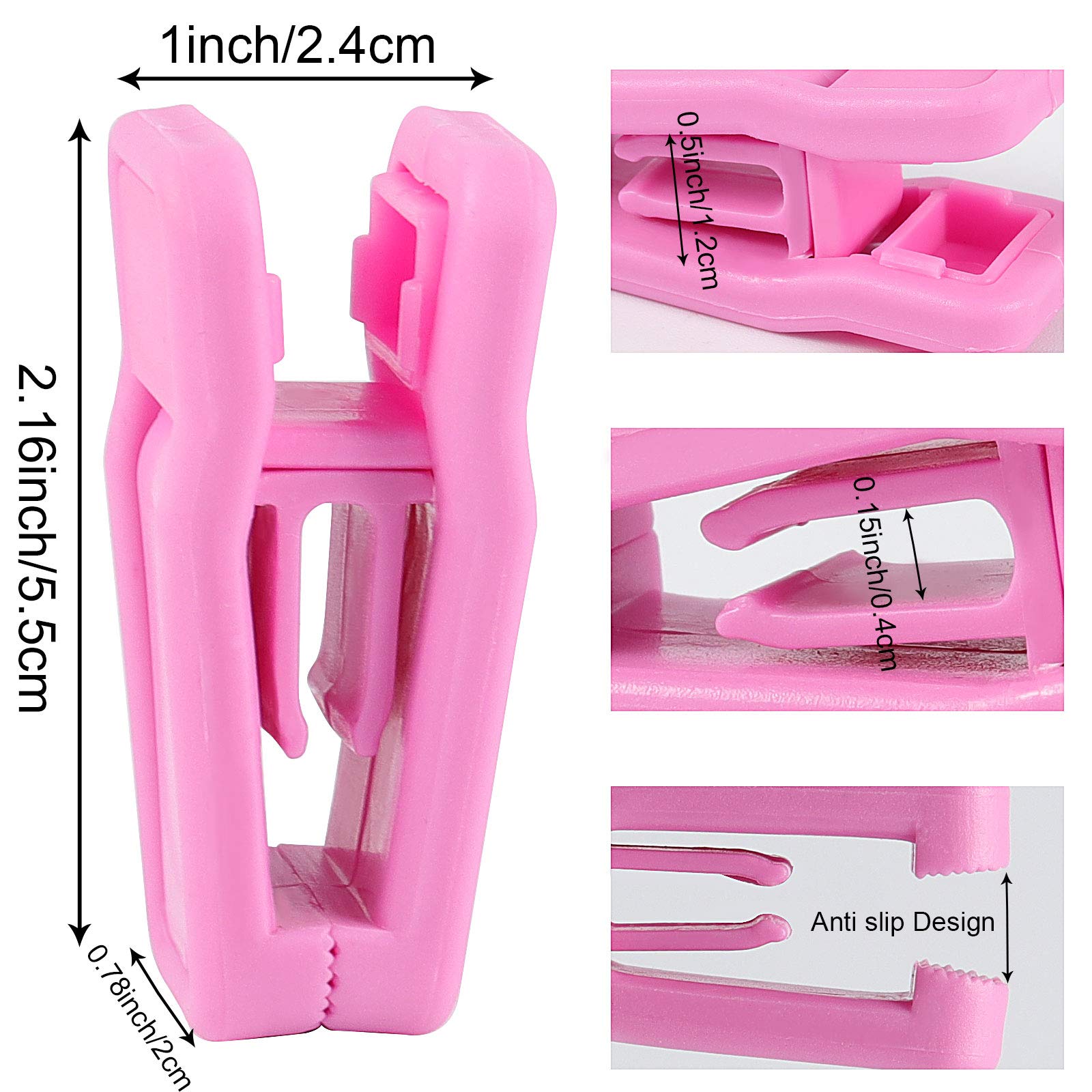 ZOENHOU 100 Pack Pink Plastic Finger Clips for Hanger Strong Pinch, Multi-Purpose Non-Slip Hanger Clip, Plastic Clips for Clothes Pants