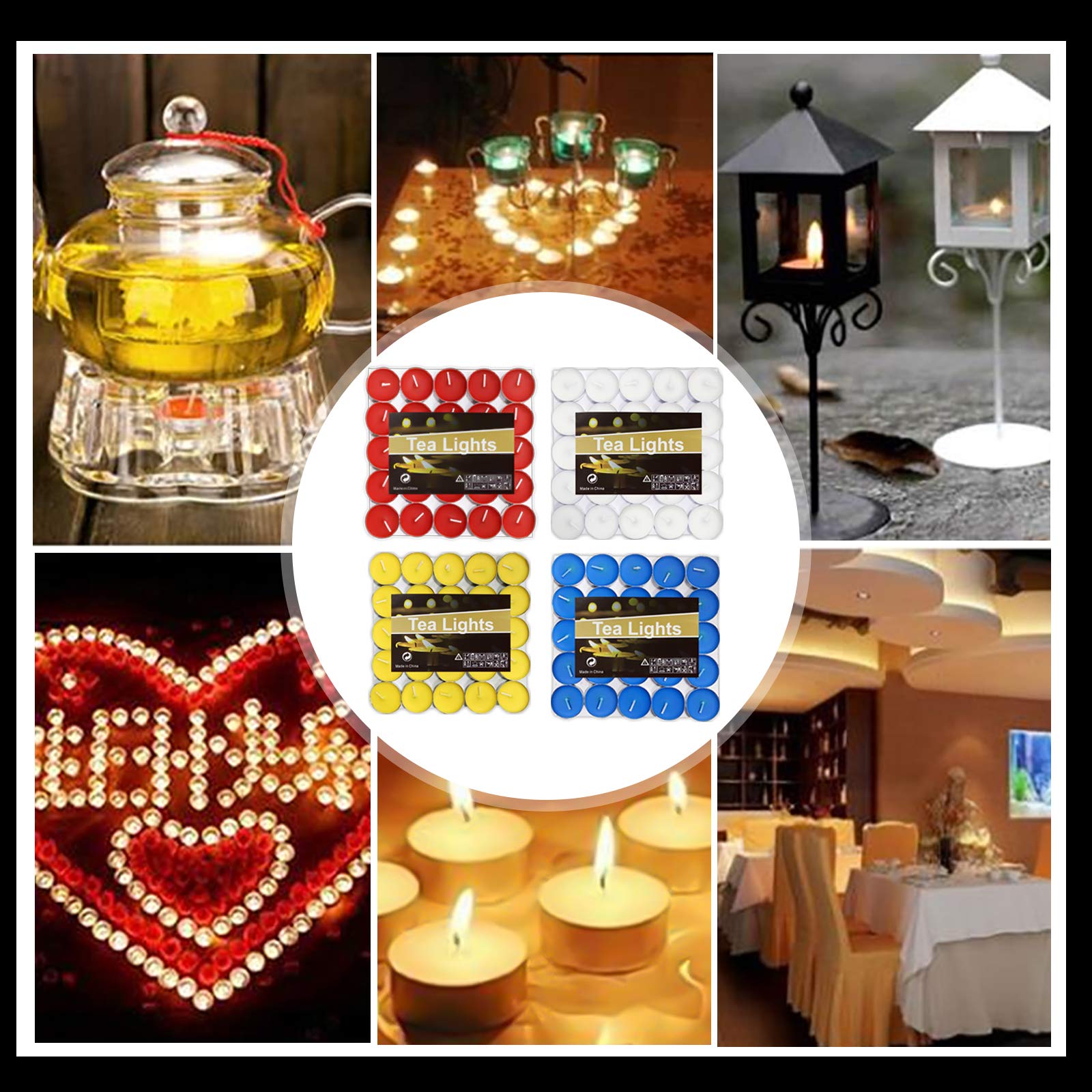 OUO Tea Lights Candles, 50 Pack Smokeless Candles,Small Candles, Dripless & Long Lasting Mini Tealight Candles for Mood, Dinners, Parities, Home, Decoration, Wedding, Crafts(Yellow)