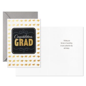 Hallmark Graduation Cards Assortment, Black and Gold, Congratulations Grad (12 Cards and Envelopes, 4 Designs)