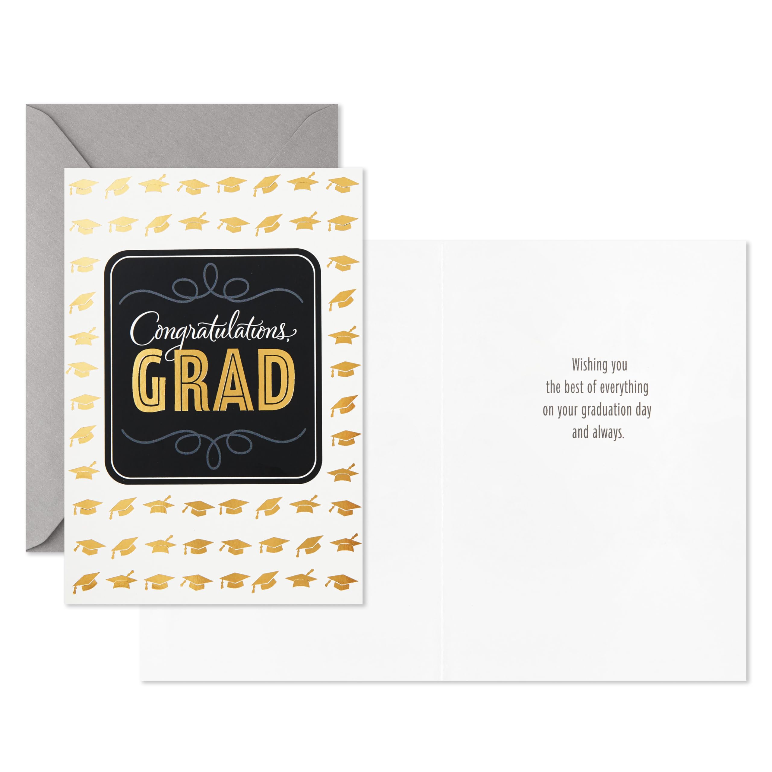 Hallmark Graduation Cards Assortment, Black and Gold, Congratulations Grad (12 Cards and Envelopes, 4 Designs)