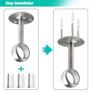 Creatyi Heavy Duty Closet Rod Brackets Closet Shower Curtain Rod Bracket Ceiling-Mount Brackets Closet Rod Holders Closet Pole Sockets Closet Rod Supports for 1 1/4 Inch Rod (4 PCS, Silver)