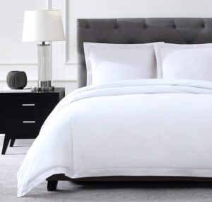 pure parima hotel collection ultra percale duvet cover set | 100% els giza egyptian cotton | hidden zipper closure | comforter cover 2 pillow shams (white, queen)