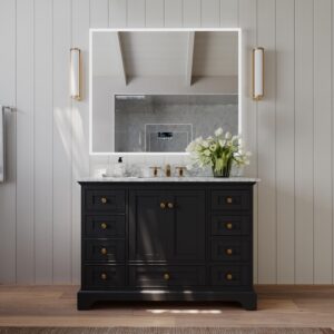 ancerre designs audrey 48" wood bathroom vanity set in black onyx