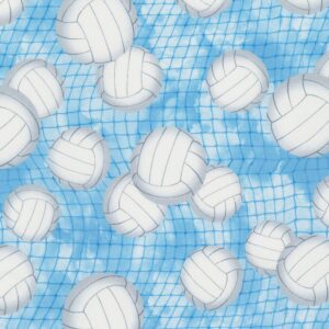 timeless treasures volleyballs & nets blue premium quality 100% cotton fabric by the yard.