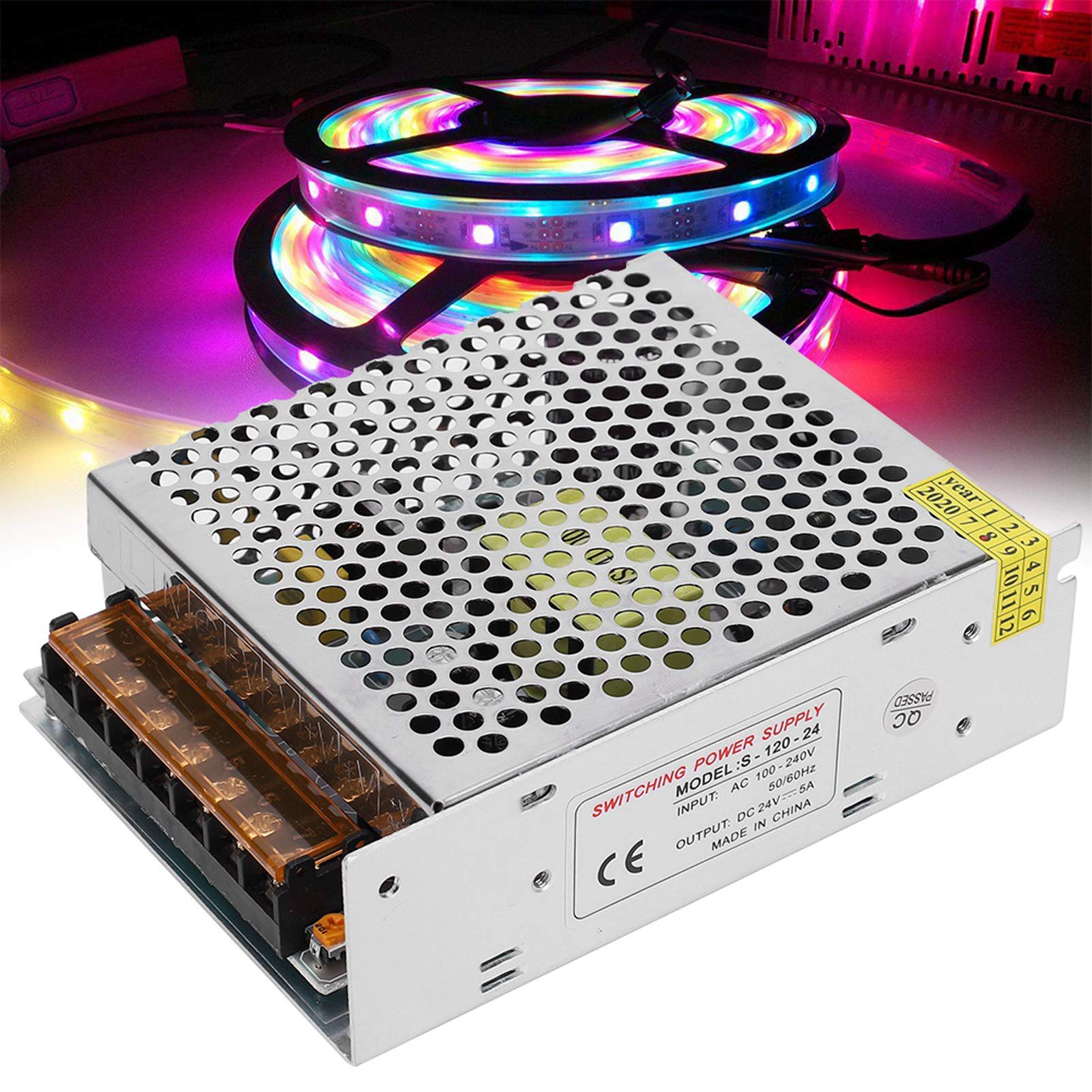 DC24V Output Switch Power Supply Driver Aluminum Alloy Voltage Converter LED Screen Strip Light 3 Dimensional Printer Power Supply Transformer(S‑120‑24（24V/5A/120W） AC100‑240V)