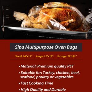 Sipa Multipurpose Oven Bags - 10" x 15" Baking Bags No Mess for smaller roasts or pieces of turkey Chicken Meat Ham Poultry Fish Seafood Vegetable (10)