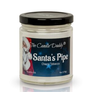 santa's pipe funny holiday candle - cherry tobacco scented candle - holiday candle for christmas, new years - hand poured in usa - 6oz