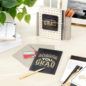 Hallmark Graduation Cards Assortment, Black and Gold, Congratulations Grad (12 Cards and Envelopes, 4 Designs)