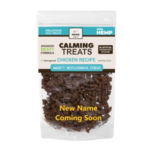 hank & harley dog calming treats: with real chicken, hemp and soothing botanicals. 8oz, approx 260 pieces. soft chews help anxiety, stress, aggression, barking and fear of thunderstorms and fireworks