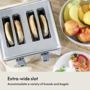 BELLA 4 Slice Toaster with Auto Shut Off - Extra Wide Slots and Removable Drop-Down Crumb Tray with Cancel and Reheat Function - For Texas Toast, Large Bread & Bagel, Stainless Steel