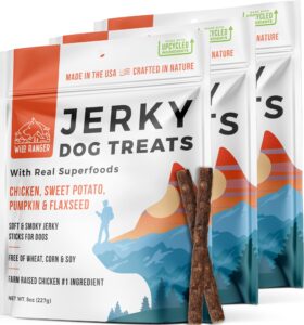 wild nature chicken jerky for dogs sticks | made in the usa only | healthy, all-natural chicken jerky dog treats | high protein, soft dog jerky treats | grain free superfoods | perfect training treats