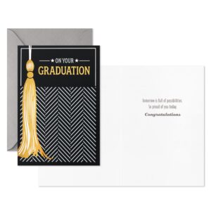 Hallmark Graduation Cards Assortment, Black and Gold, Congratulations Grad (12 Cards and Envelopes, 4 Designs)